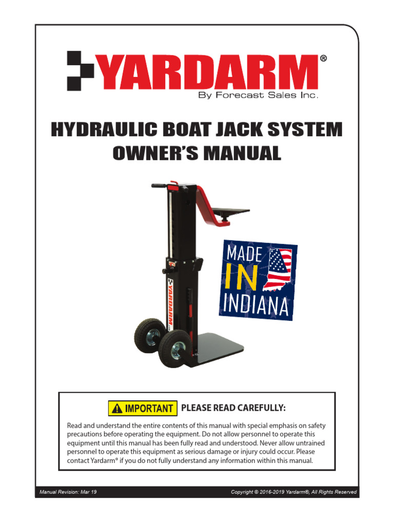 Yardarm Hydraulic Boat Jack System Manual | PDF