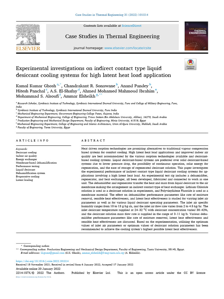 Experimental Investigations On Indirect Contact Type Liquid | PDF