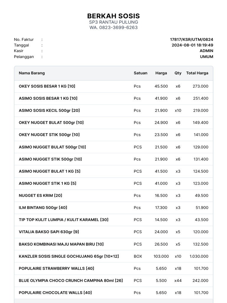 Detail Struk 17817 - KSR - UTM - 0824 | PDF