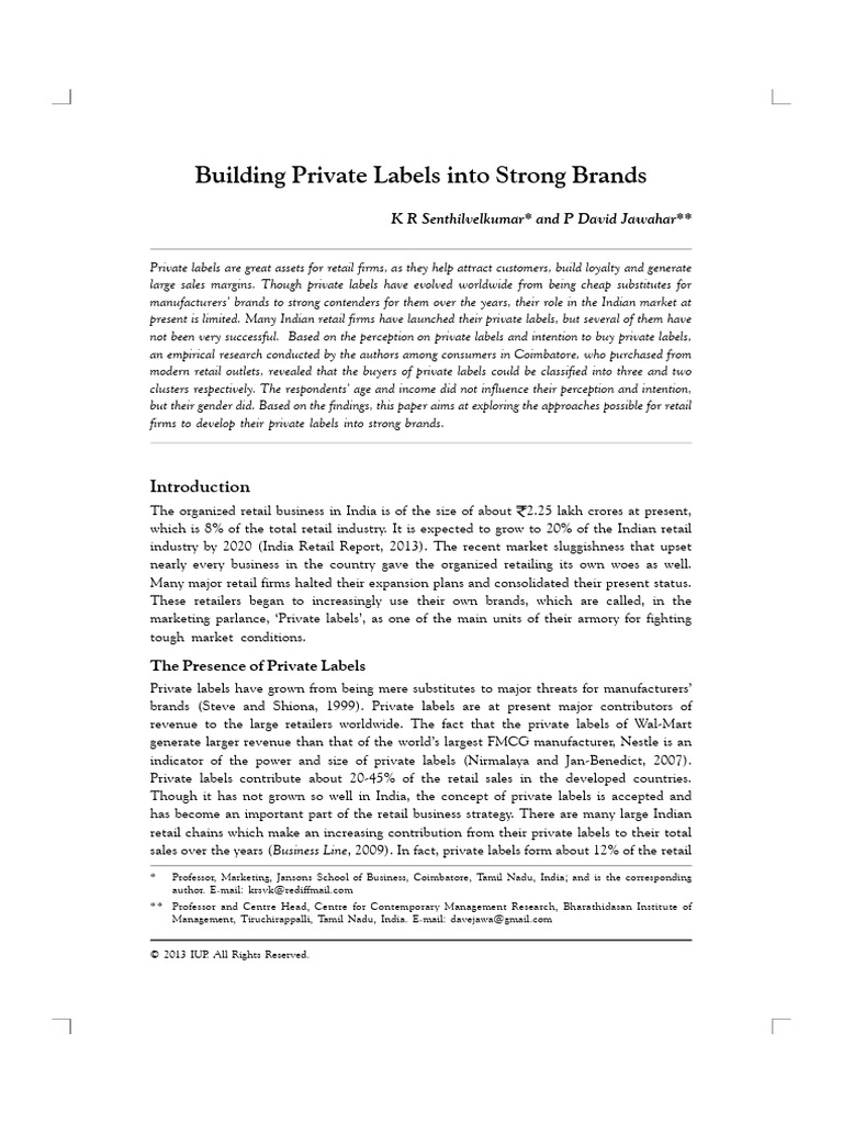 Building Private Labels Into Strong Brands | PDF