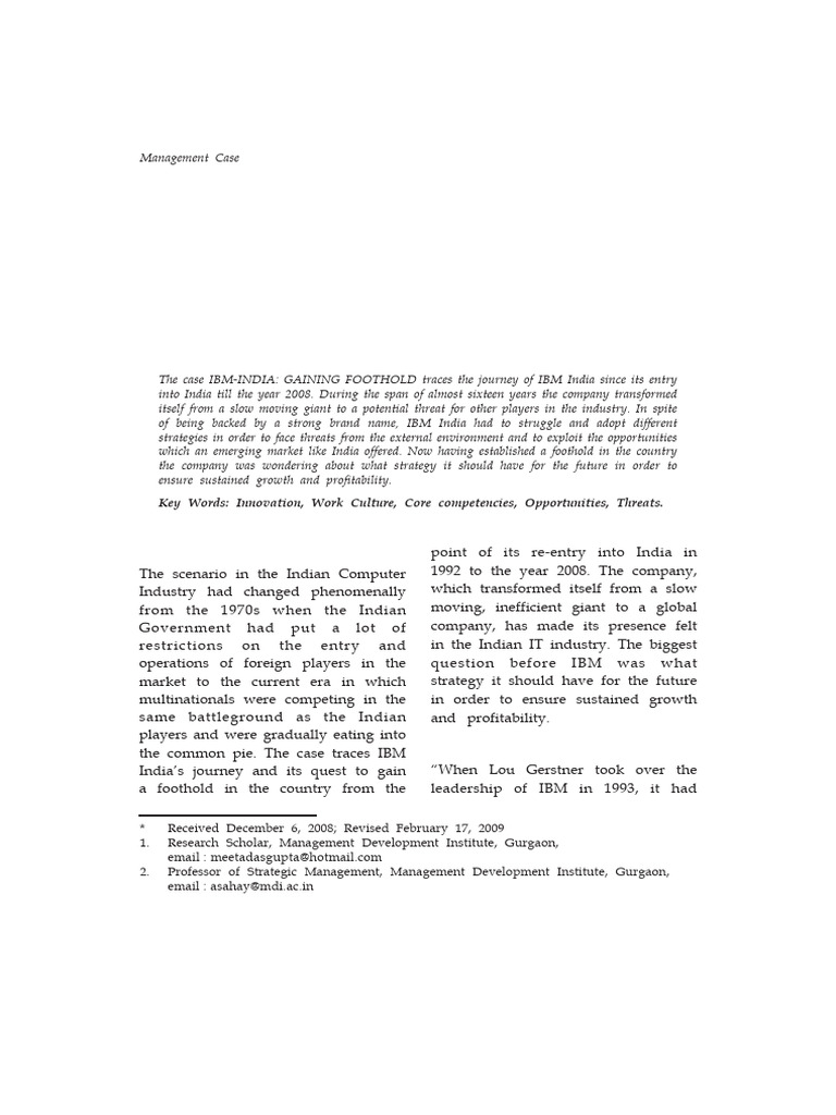 IBM India Gaining Foothold | PDF