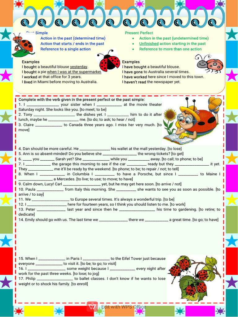 Present Perfect Vs Past Simple Grammar Rules Examp Fun Activities Games ...