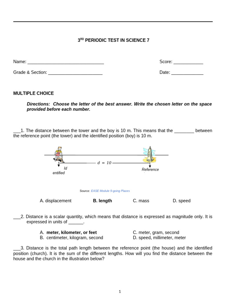 Science 7 Periodic Test Questions | PDF | Waves | Electromagnetic Radiation