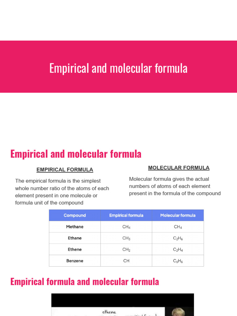 Empirical Vs Molecular Formula | PDF