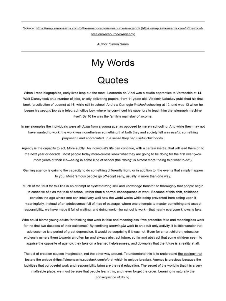 The Most Precious Resource Is Agency | PDF