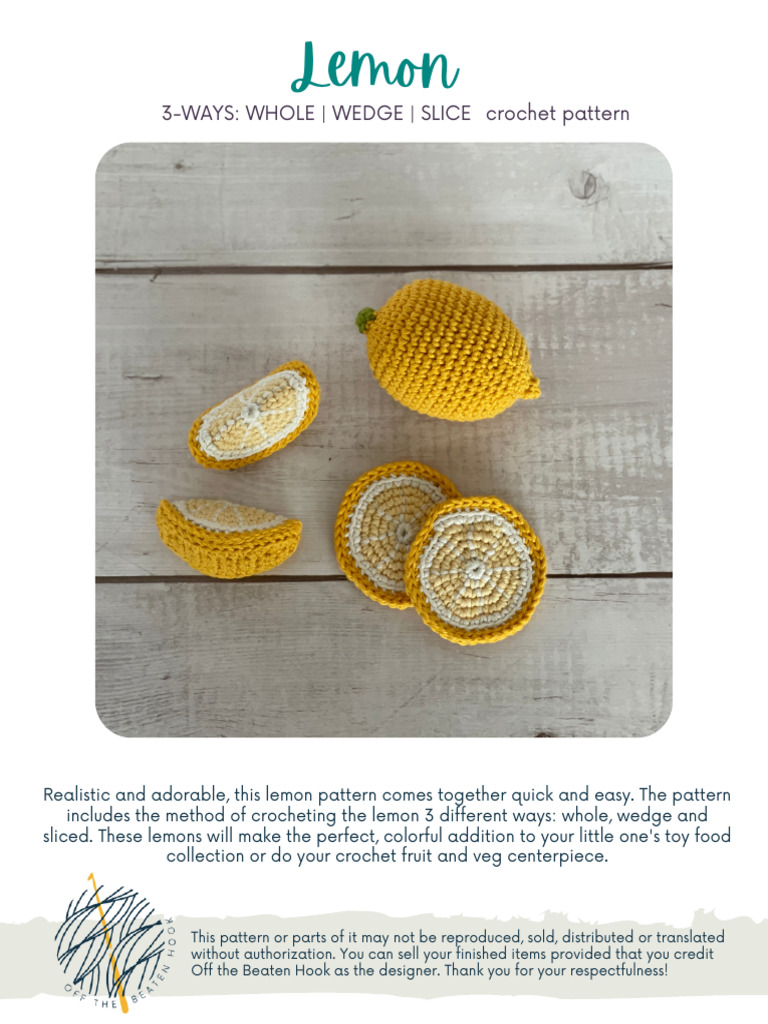 Lemon Crochet Pattern | PDF