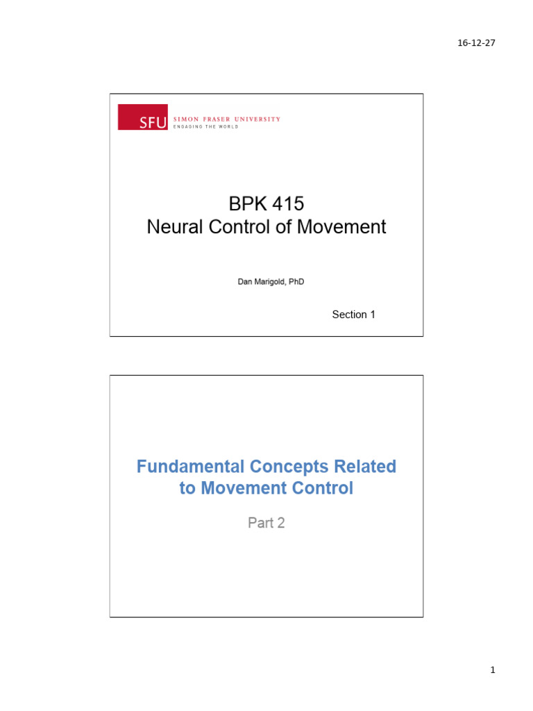 Lecture 3 - Timing, Force, And Coordination Control | PDF | Visual Cortex | Basal Ganglia
