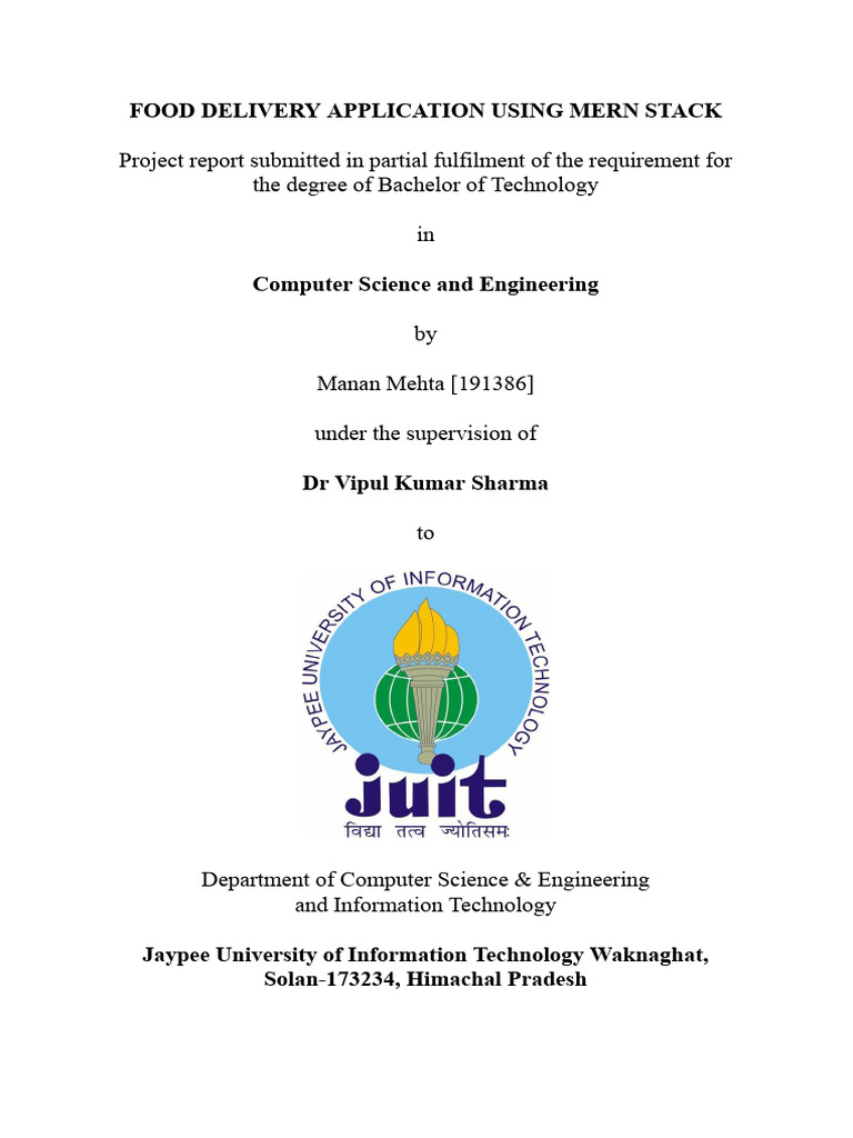 Food Delivery Application Using Mern Stack | PDF