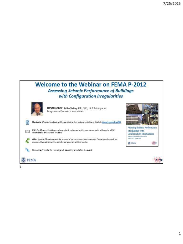 2023-07-25 - FEMA P-2012 - TrainingSlides - Webinar - Single | PDF