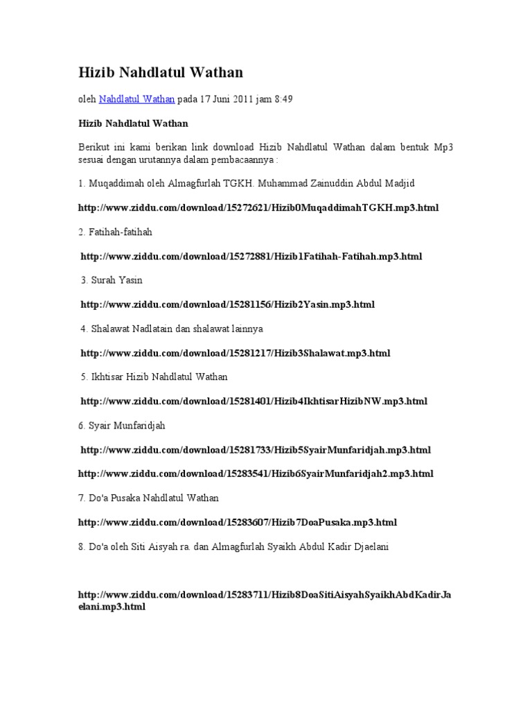 Hizib Nahdlatul Wathan | PDF