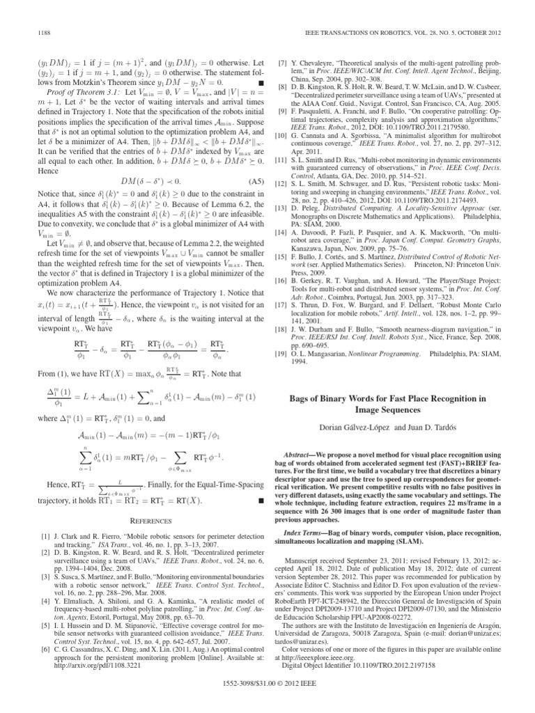 Bags of Binary Words For Fast Place Recognition in | PDF