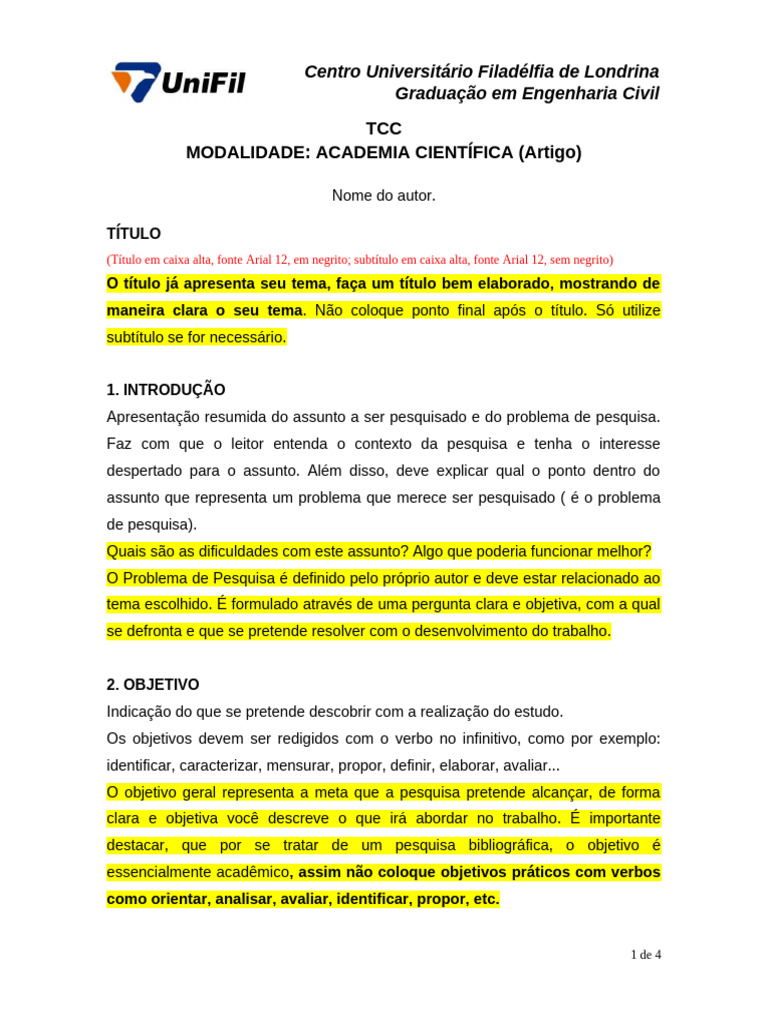 Modelo Tcc Artigo Científico 5 Pdf
