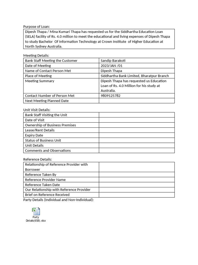 Final SELA CFA of Dipesh Thapa Should Be Edited Once Party Details and Networth | PDF