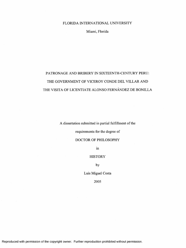 Luis Miguel Costa, Patronage and Bribery in Sixteenth Century Peru. The ...