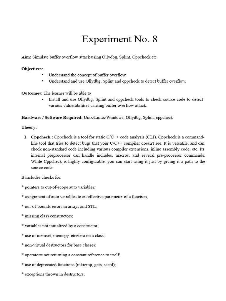 Buffer Overflow Css Experiment | PDF