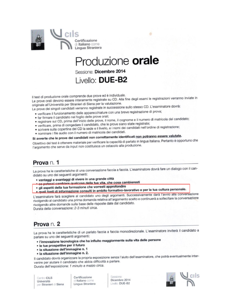 2014 D - Orale b2 | PDF