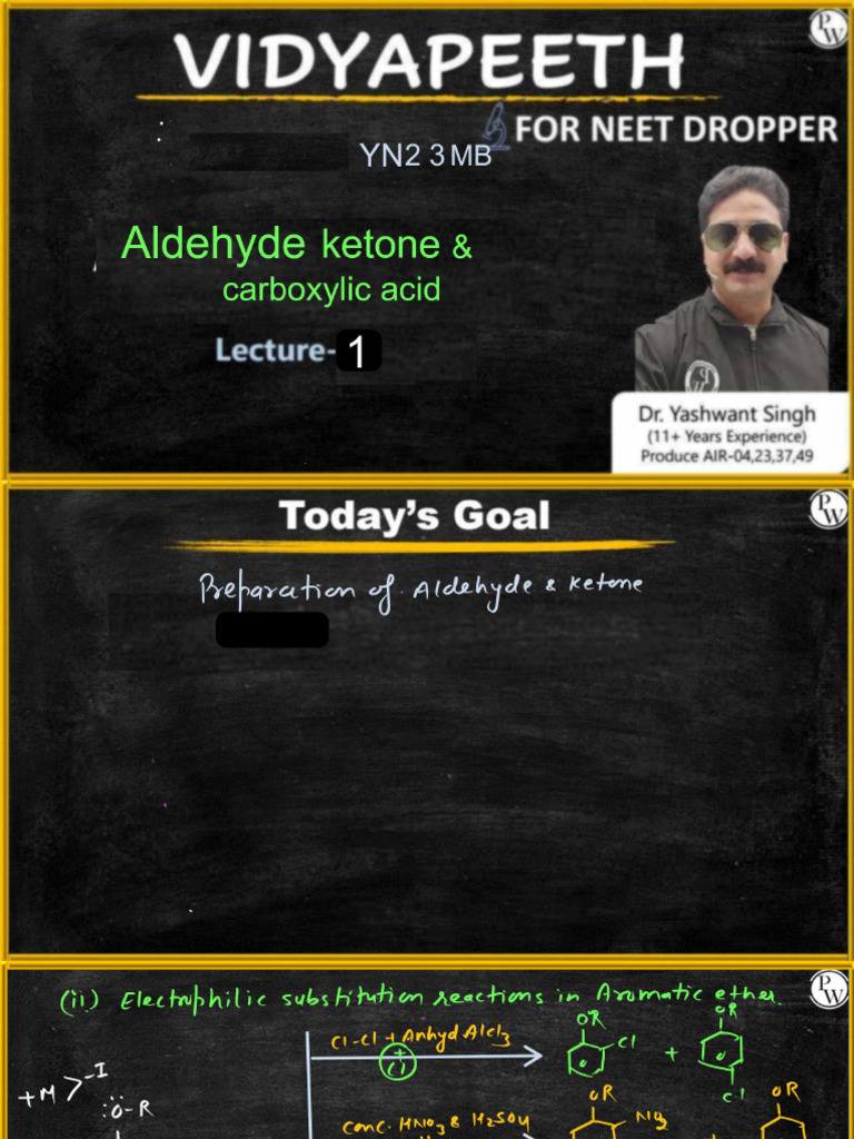 Aldehyde, Ketone & Carboxylic Acid - 01 - Class Notes (YN23MB) | PDF