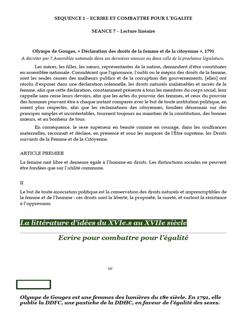 Préambule Olympe de Gouges | PDF