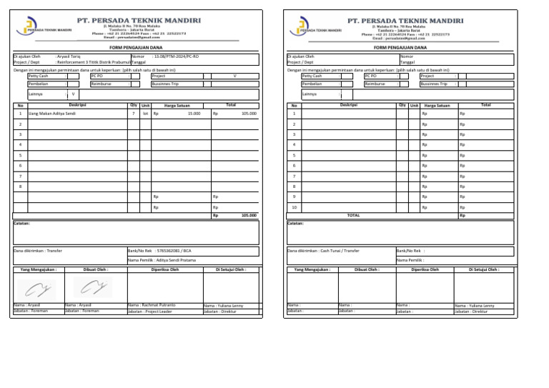 FORM PENGAJUAN DANA | PDF
