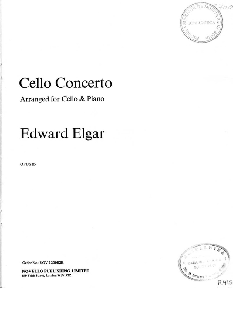 Concert Elgar Cello Violoncel Op.85 Mi M General | PDF