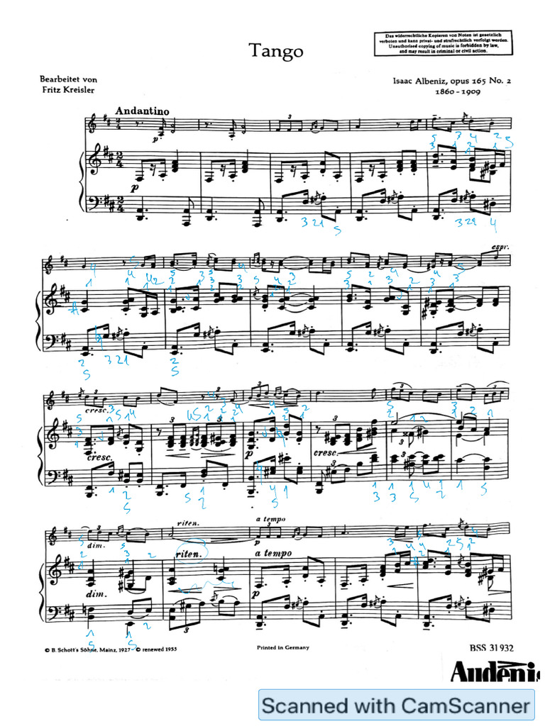 ALBENIZ Tango Piano y Violín | PDF