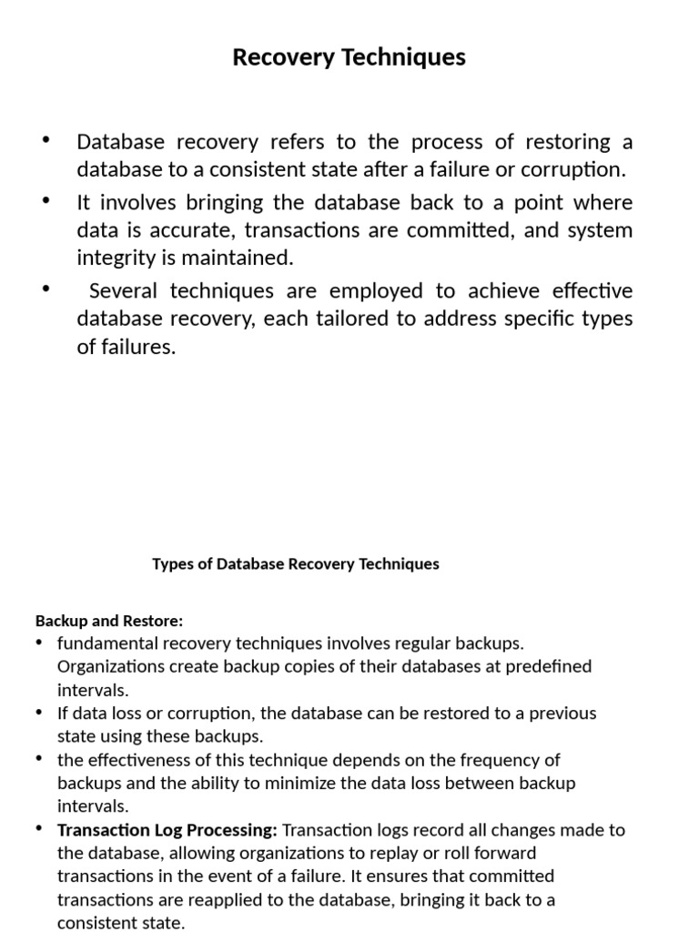 Recovery Techniques | PDF