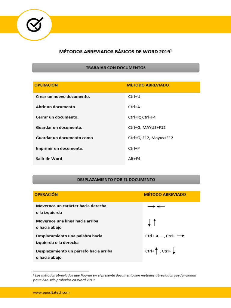 Metodos Abreviados Word 2019 2024 02 21 | PDF