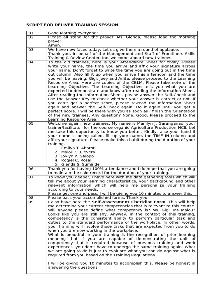 Sample Script in Facilitate Learning Session | PDF