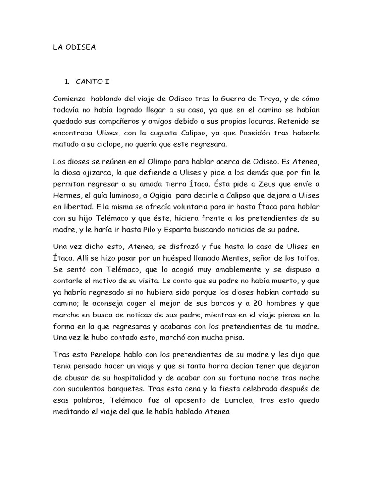 Resumen de la Odisea | PDF