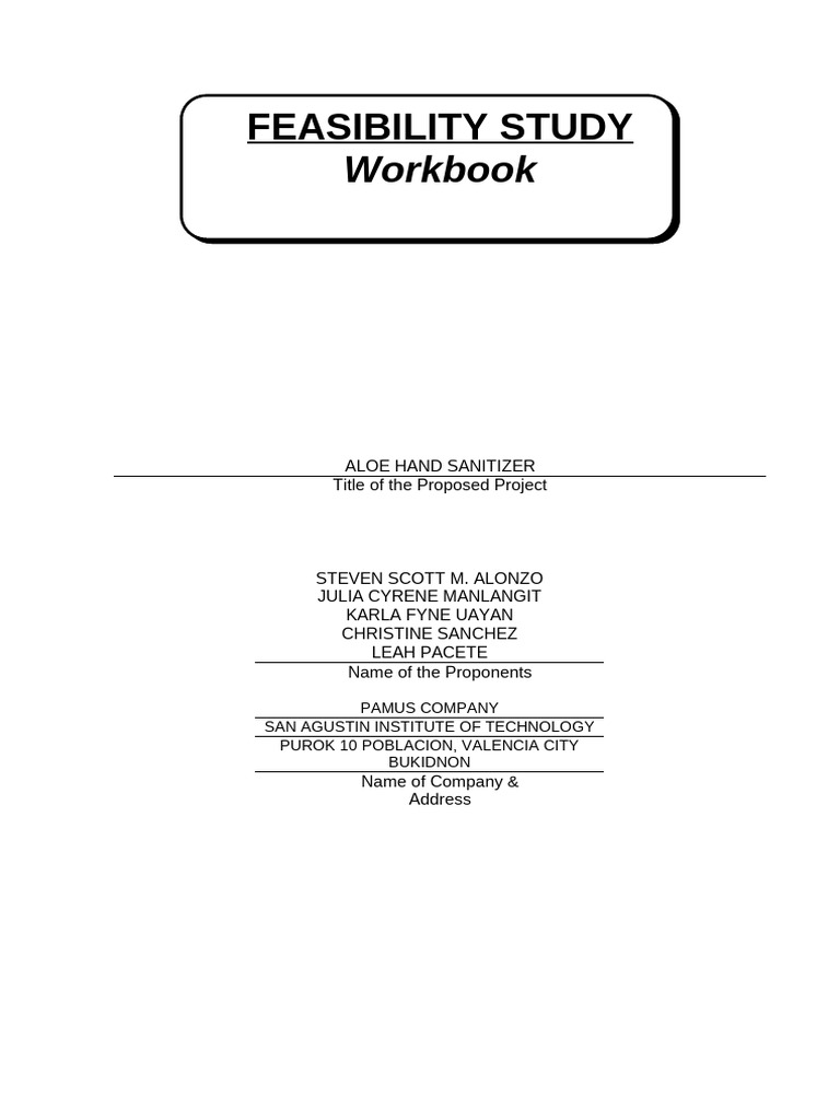 Feasibility Study Preparation Work Book | PDF | Equity (Finance ...