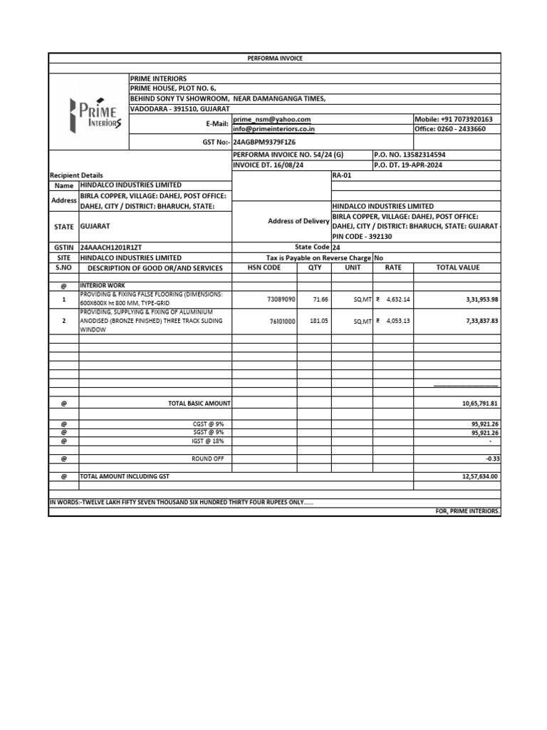 HINDALCO- WINDOW_FF- UPDATED BILL | PDF