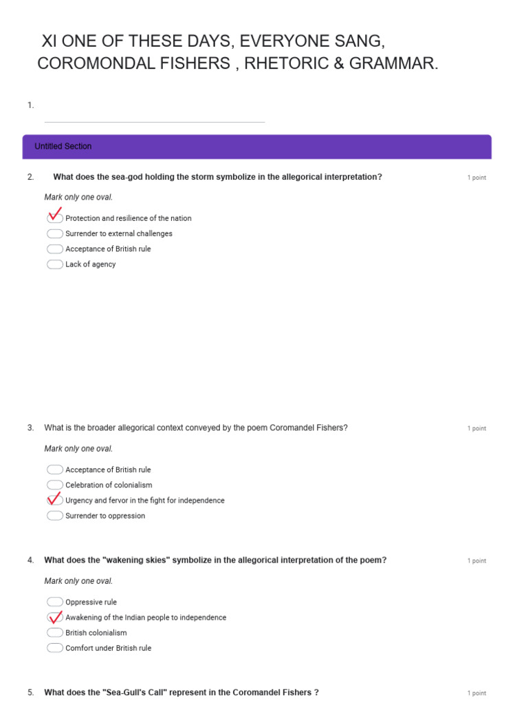 Everyone Sang, Last Leaf, Grammar, Rhetoric, Unseen - Google Forms | PDF