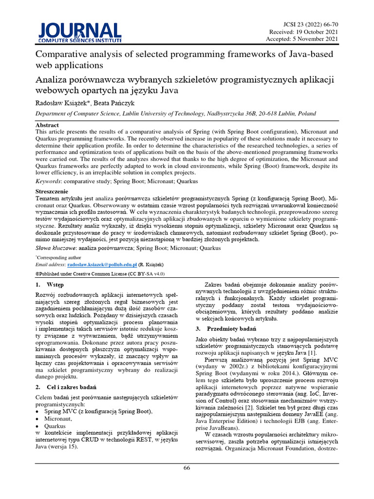 Comparative Analysis of Selected Programming Frame | PDF
