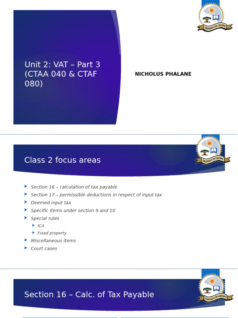Unit 2 VAT (Part 3) - 2024 - CTAA040 - CTAF080 | PDF