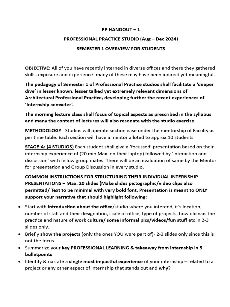 Handout-1 Overview of Semester | PDF