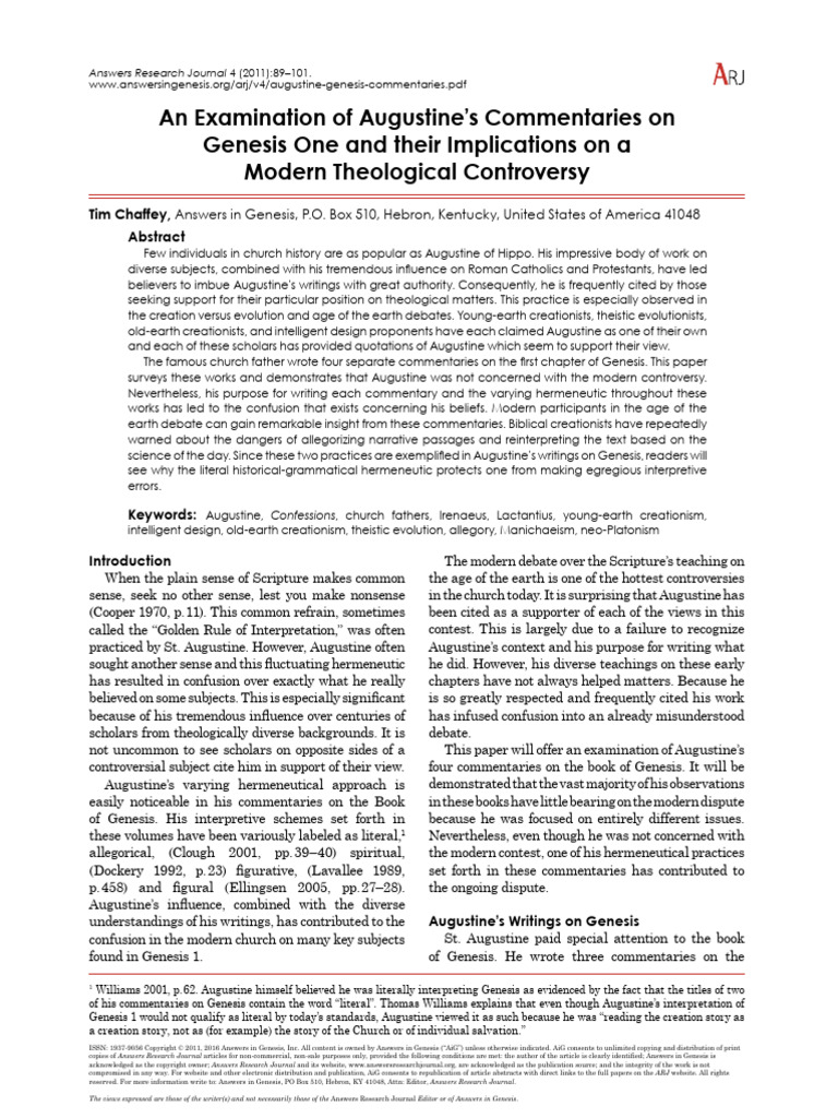 Augustine Genesis Commentaries | PDF