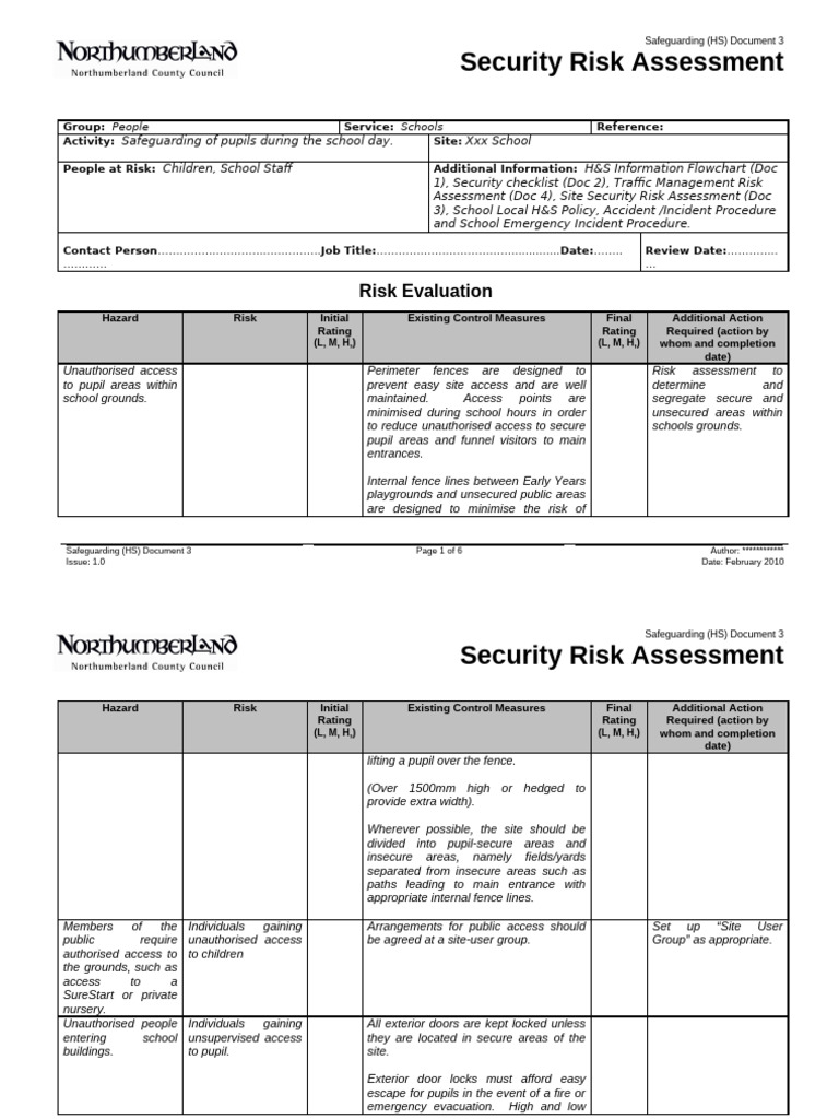Free Security Risk Assessment | PDF
