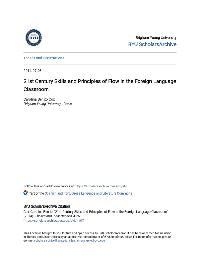 21st Century Skills and Principles of Flow in The Foreign Languag | PDF ...