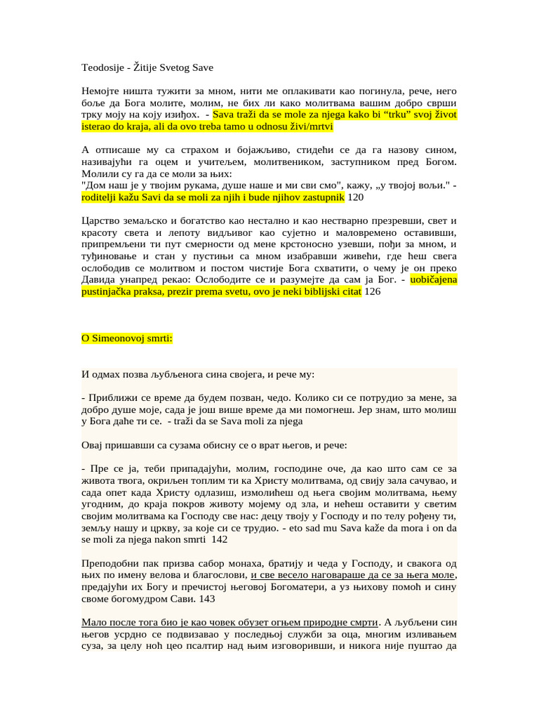 Teodosije Žitije Svetog Save | PDF