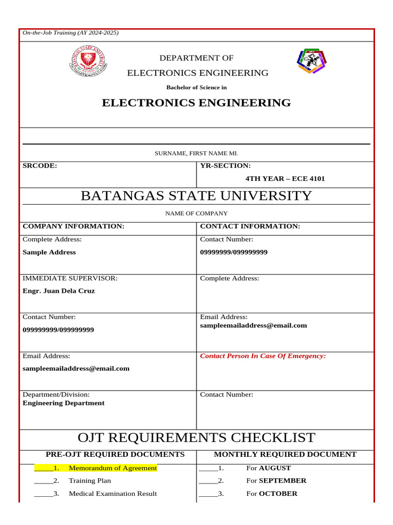 OJT-CHECKLIST | PDF