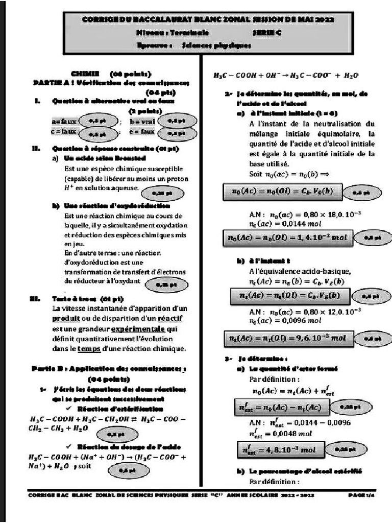 Corrigé Bac BlancC223 (ILZ1 Physique | PDF