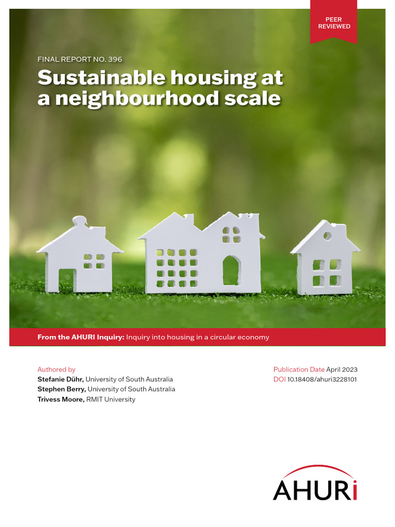 AHURI Final Report 396 Sustainable Housing at A Neighbourhood Scale PDF ...