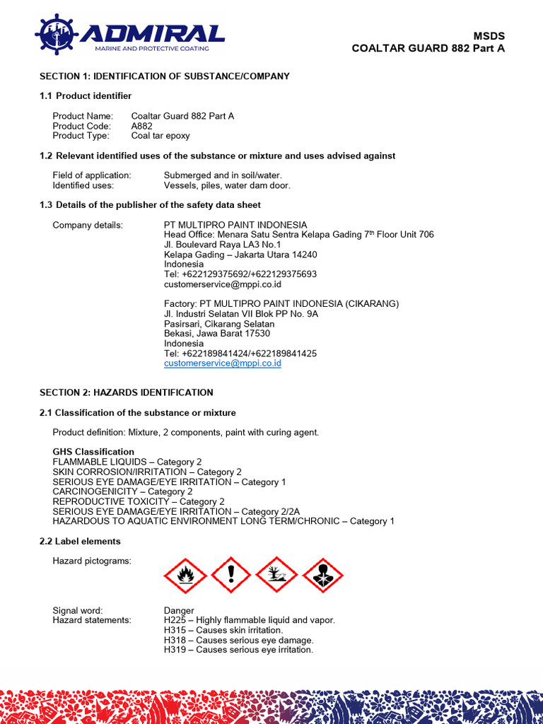 MSDS Coaltar Guard 882 | PDF