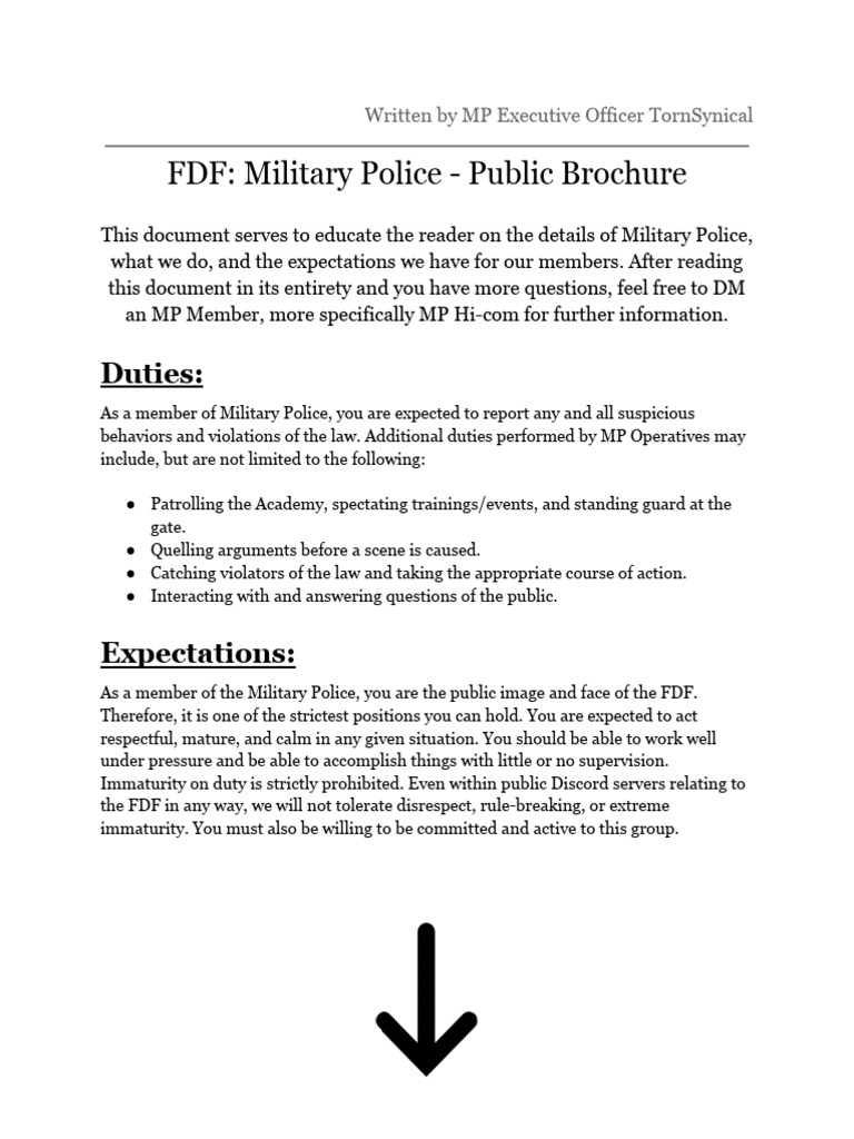 FDF Military Police - Public Brochure | PDF