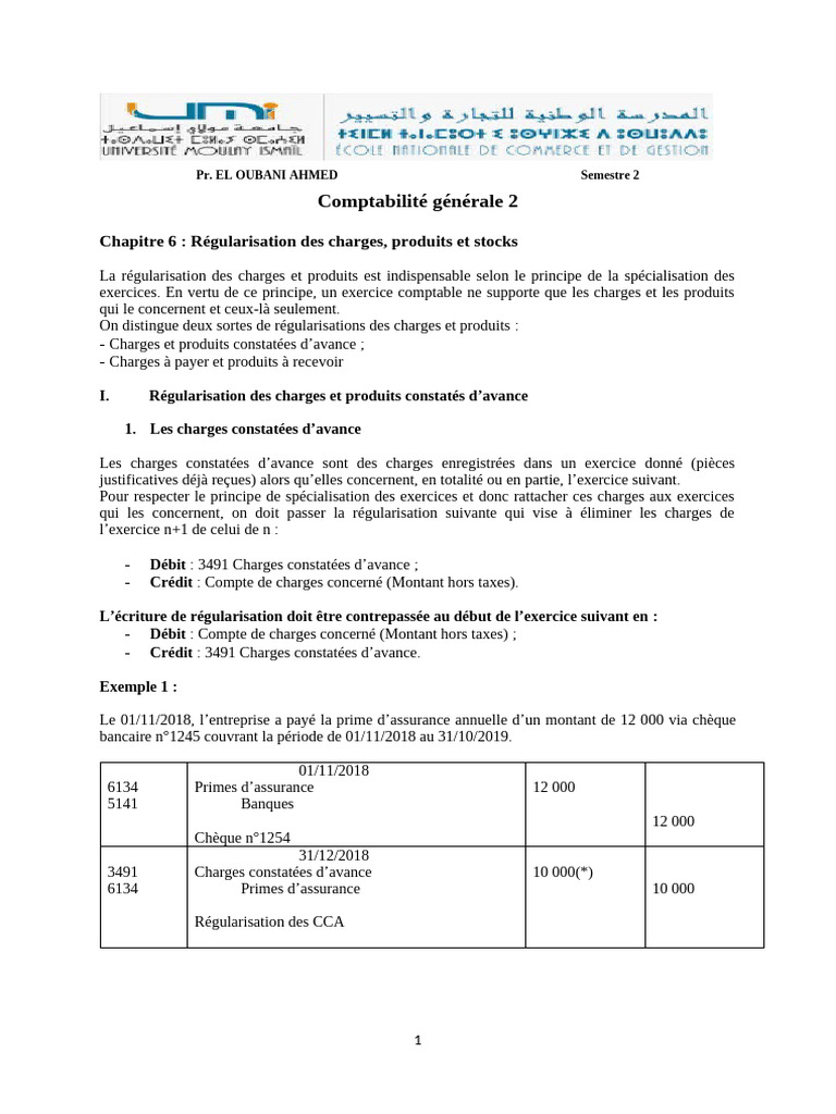 Régularisation Des Charges Produits Et Stocks | PDF