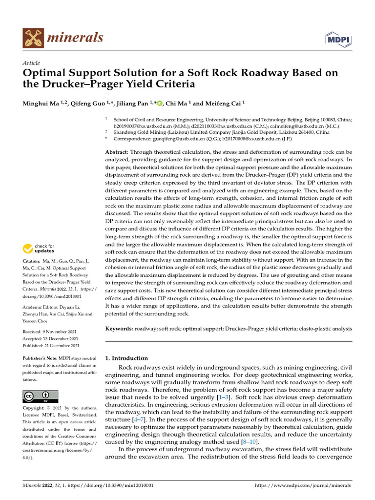 Optimal Support Solution For A Soft Rock Roadway B | PDF | Building ...