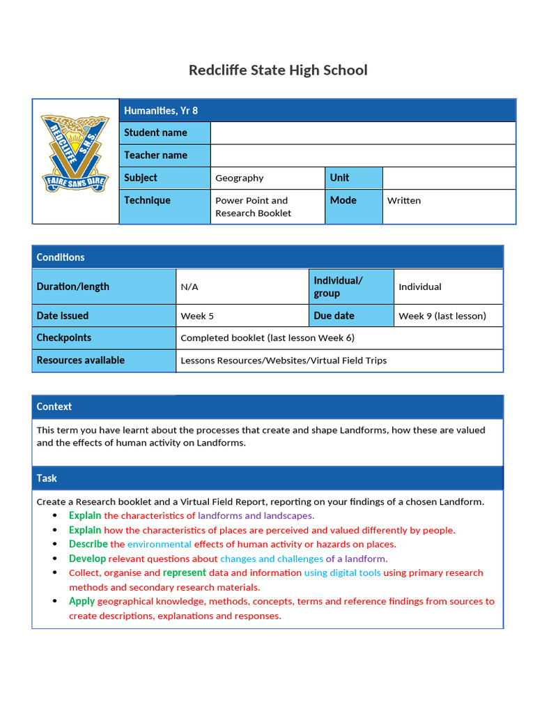2024_Year_8_Landforms_and_Landscapes_Assessment_Final | PDF