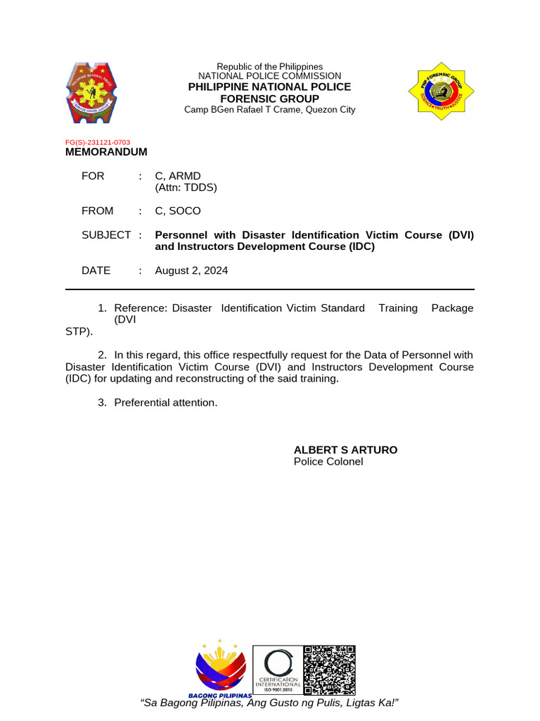 Dvi Request Data of Personnel With Training | PDF