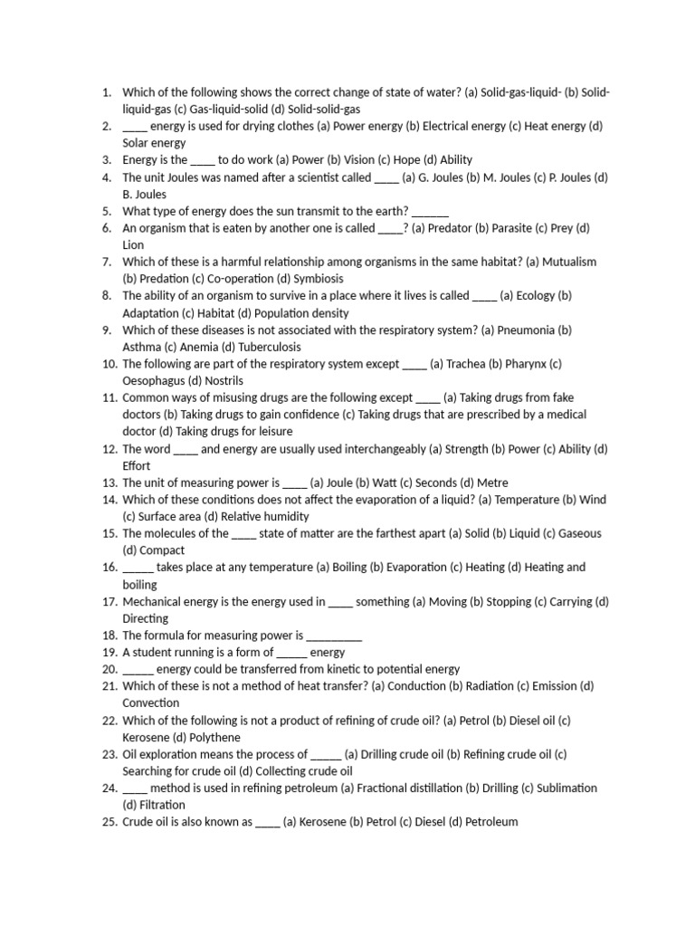 Basic Science Jss 2 | PDF