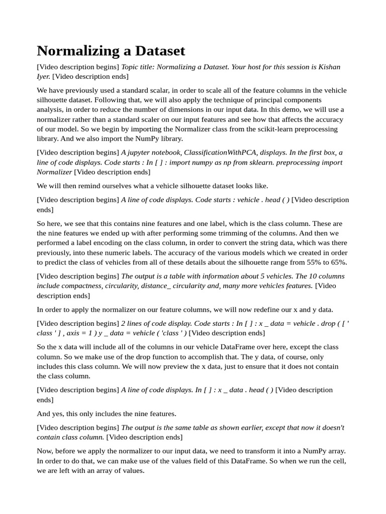 Normalizando Un Dataset | PDF
